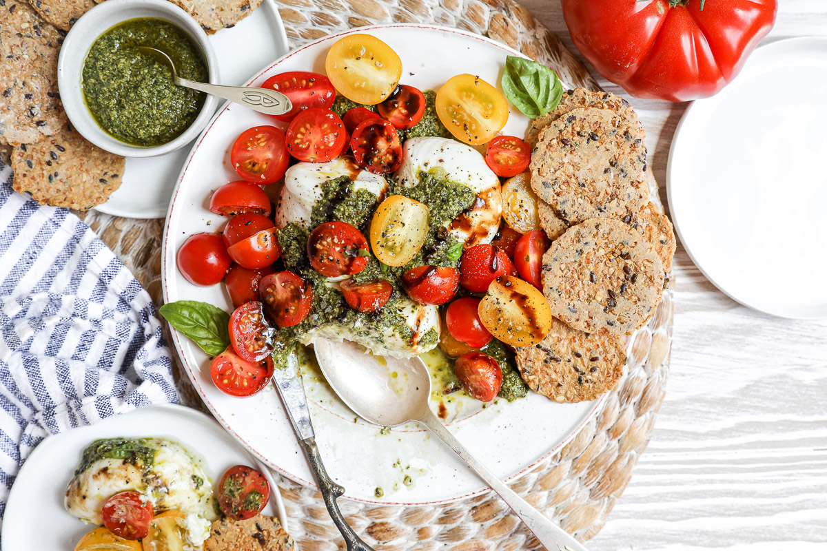 Burrata with tomatoes and pesto | Non seafood | Jenny Shea Rawn