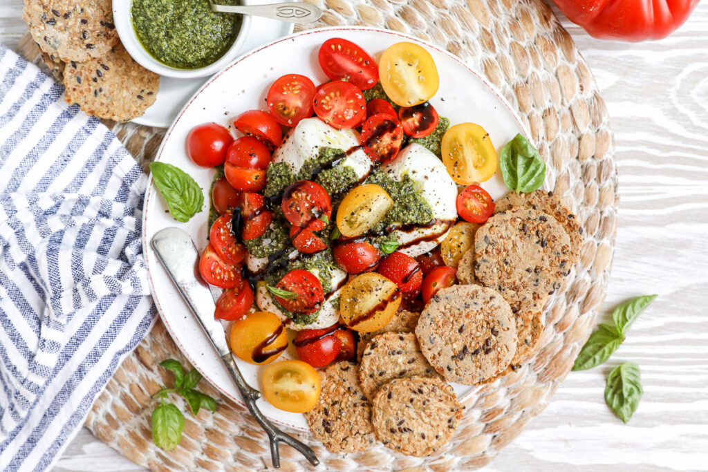 Burrata with tomatoes and pesto | Non seafood | Jenny Shea Rawn