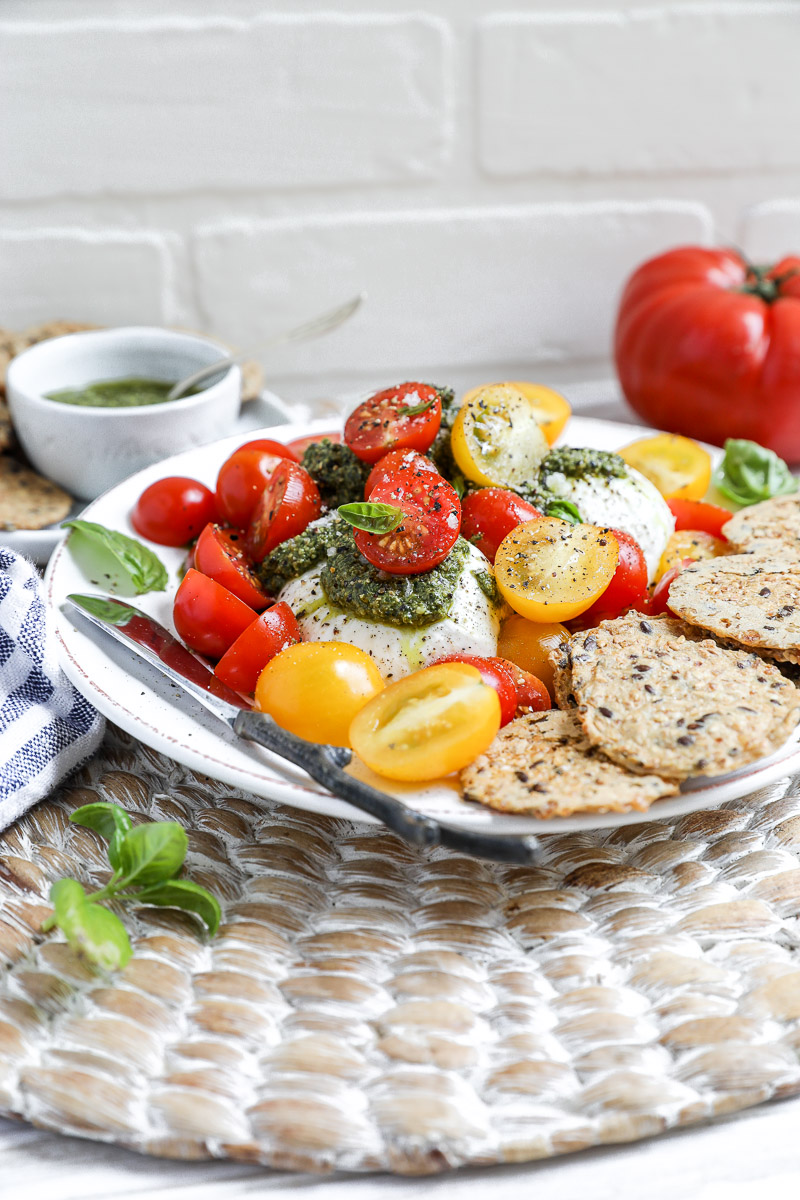 Burrata with tomatoes and pesto | Non seafood | Jenny Shea Rawn
